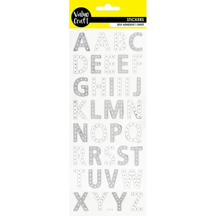 Silver Colour Metallic Alphabets Stickers | Scrapbooking Stickers ...