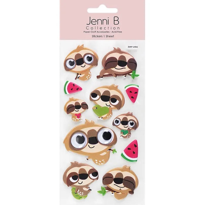 Sloths Puffy Googly Eye Sticker | Scrapbooking Stickers embellishments ...
