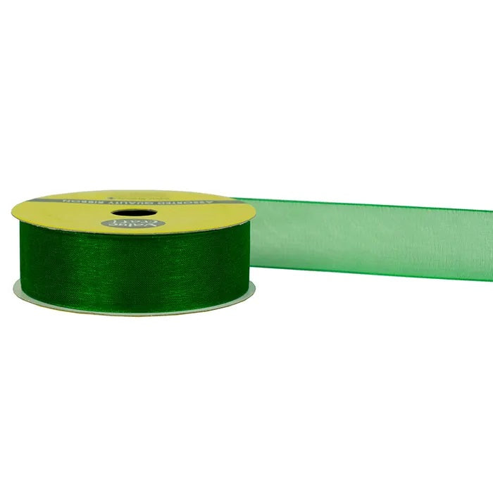 22mm Green Organza Woven Edge Ribbon | Organza Gift Wrapping Ribbon ...