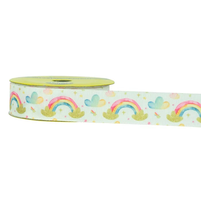 White Colour Rainbow Grosgrain Ribbon | Grosgrain Ribbon for Gift ...