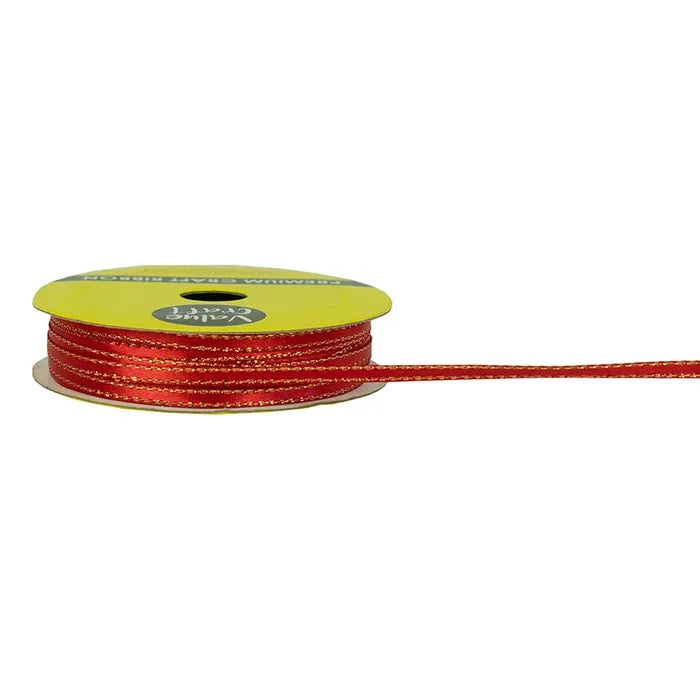 3mm Poly Satin with Metallic Edge Ribbons (available in 11 colours ...