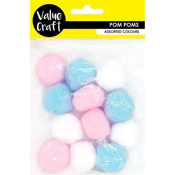50mm Pastel Colours Pom Pom | Craft Pom Poms for Kids | Fluffy Pom Poms ...