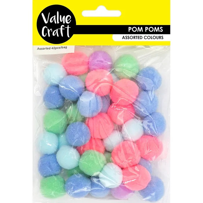 Assorted Pastel Colours Pom Pom | Craft Pom Poms for Kids | Fluffy Pom ...