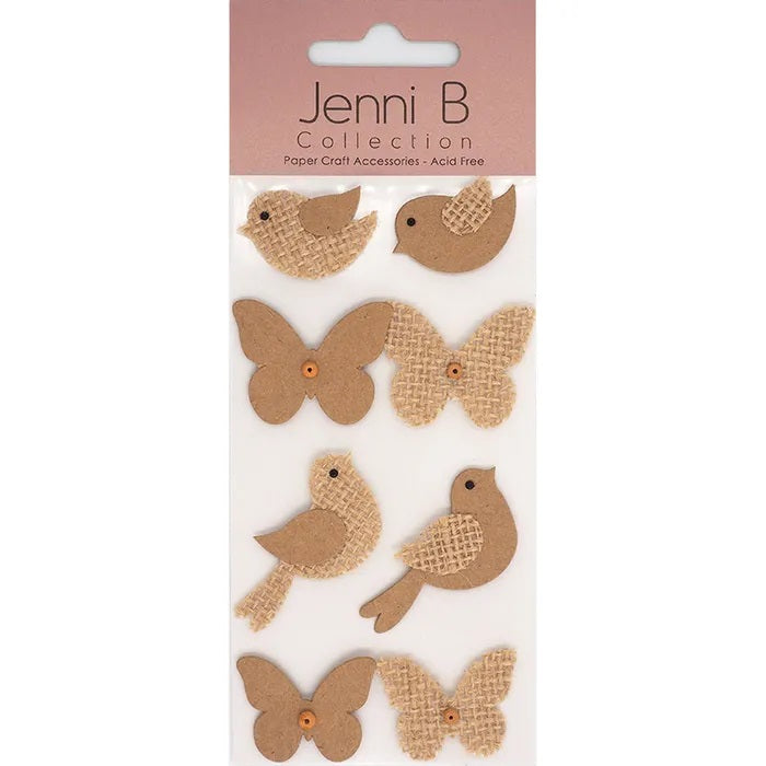 Burlap Bird & Butterfly 3D Sticker | Scrapbooking Stickers ...