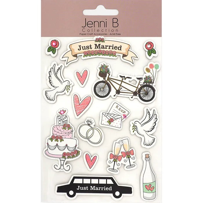Just Married 3D Sticker | Scrapbooking Stickers embellishments | Colour ...