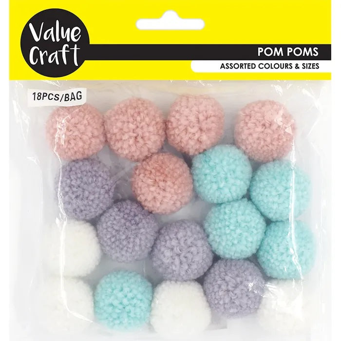 Pastel Colour Yarn Pom Pom | Craft Pom Poms for Kids | Fluffy Pom Poms ...