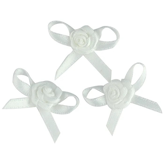 Satin Grub Rose Flower with Bow (available in 9 colours) | Artificial ...