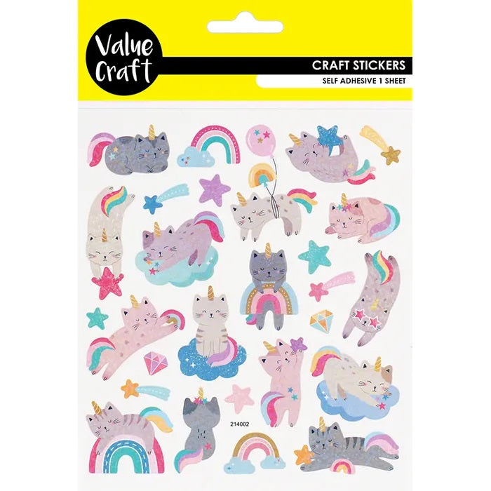 Self Adhesive Glitter Rainbow Cats Sticker | Scrapbooking Stickers ...