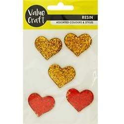 Red & Gold Heart Shape Resin Embellishments | Craft Party Scrapbooking ...