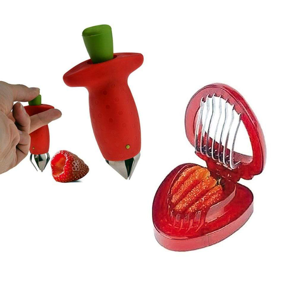 Strawberry Huller Corer & Slicer Prep Kit | | Strawberry Stem Remover ...