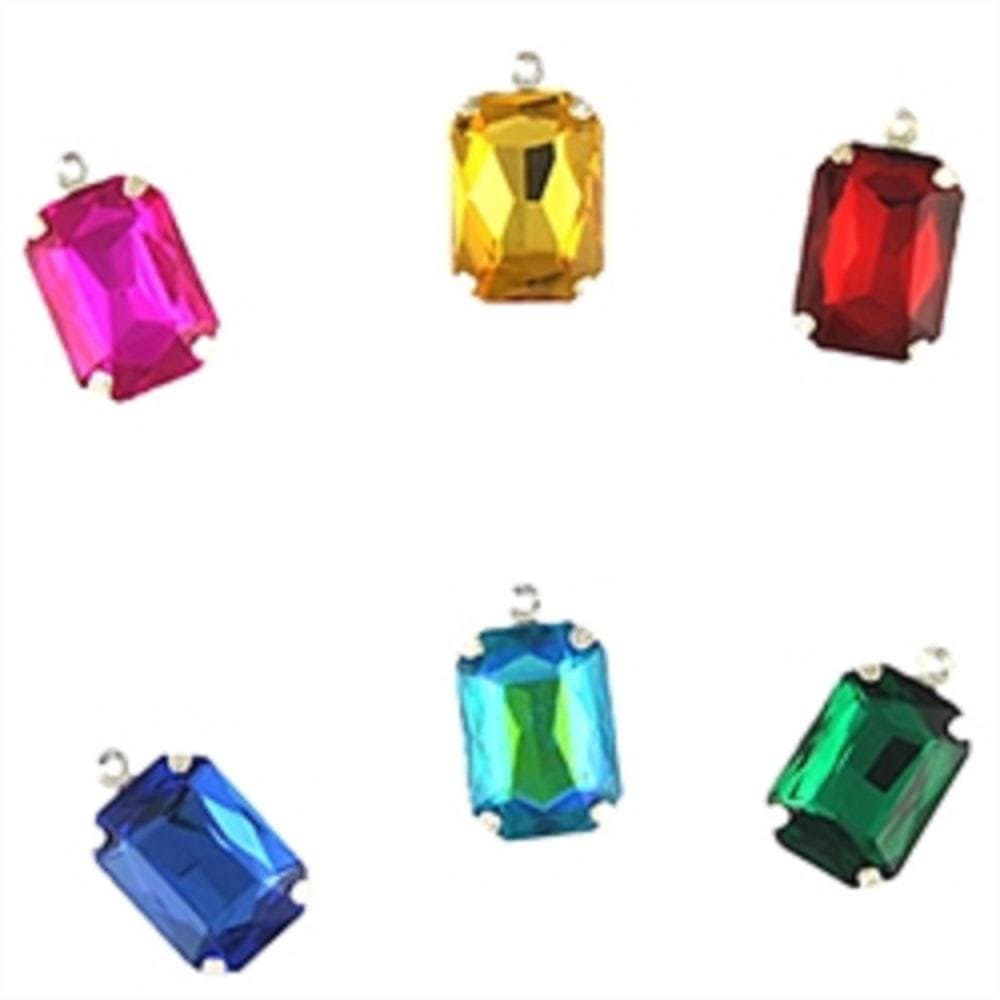 Assorted Colours Rectangle Rhinestone Pendant Charms | Jewellery Making ...