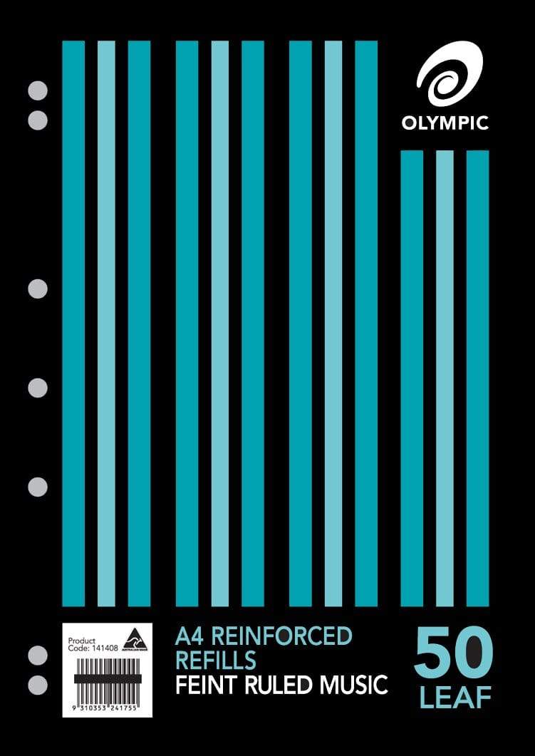 Loose Leaf Reinforced Refill Olympic A4 Music | 50 Loose Sheet Blinder ...